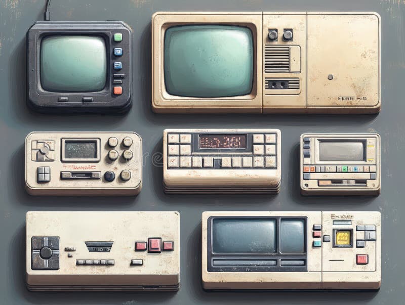 Retro Devices and Gaming Consoles in a Creative Display Stock Photo ...