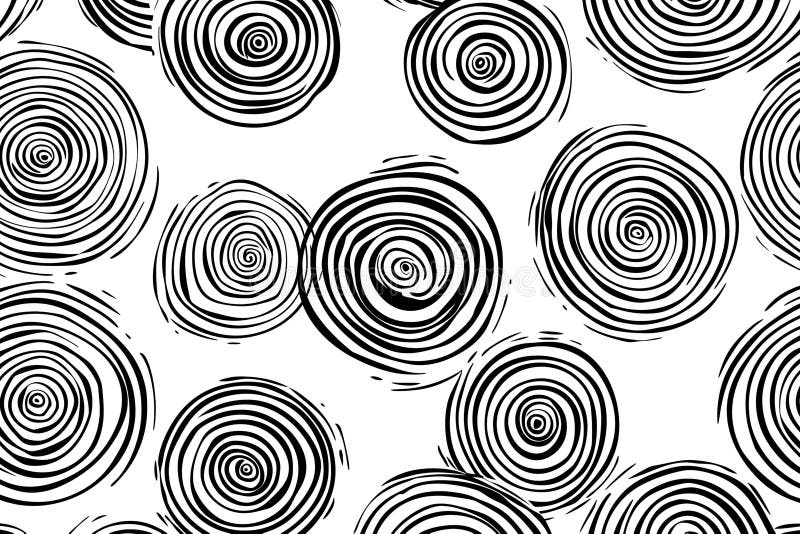 Abstract Spirals Doodle Pattern: Circular Swirls and Short Lines in ...