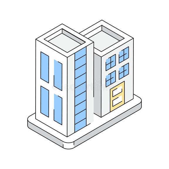 Visually Engaging Isometric Icon Showing Office Building Stock ...