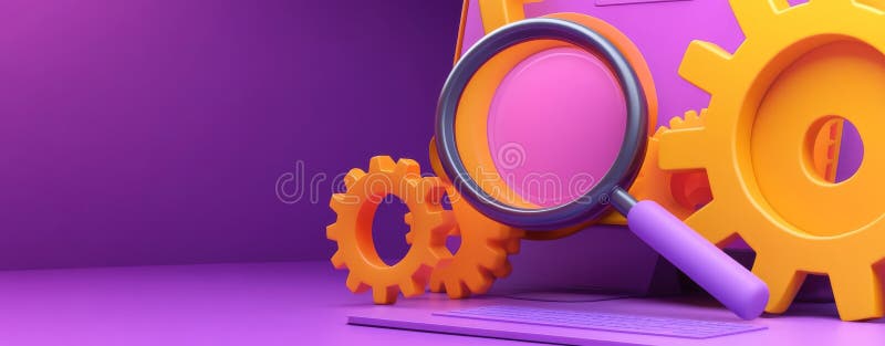 A Visually Enhanced Computer Setup with a Yellow Magnifying Glass and ...