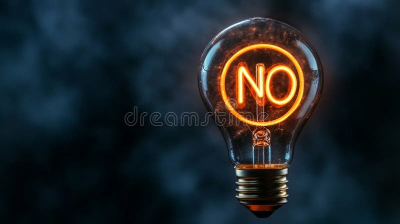 Creative Cancellation Concept: Broken Lightbulb with No Symbol Inside ...