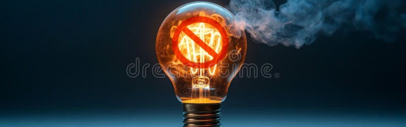 Creative Cancellation Concept: Broken Lightbulb with No Symbol Inside ...