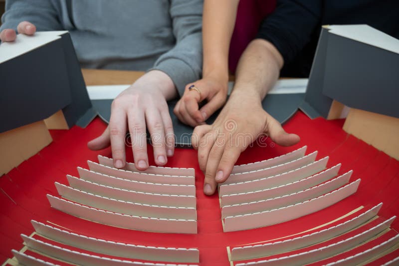 A Visually Impaired Man Uses a Scanning and Reading Machine. Stock ...