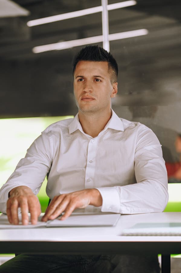 Visually Impaired Office Worker Reading Documentation by Touch Stock ...