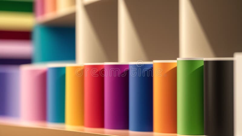 A Visually Mesmerizing Shelf of Brightly Colored Books in a Library AI ...