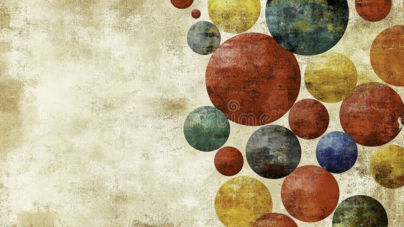 Textured Vintage Background with Colorful Overlapping Abstract Circles ...