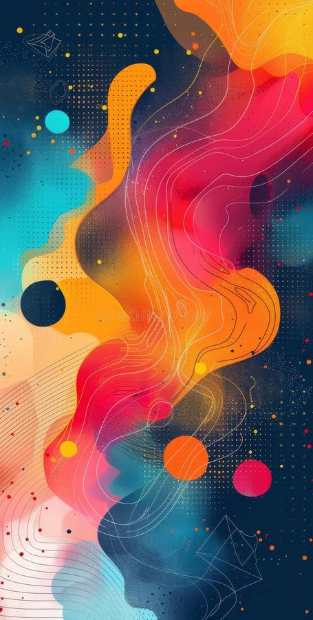 Colorful Abstract Background with Geometric Shapes and Fluid Dynamic ...