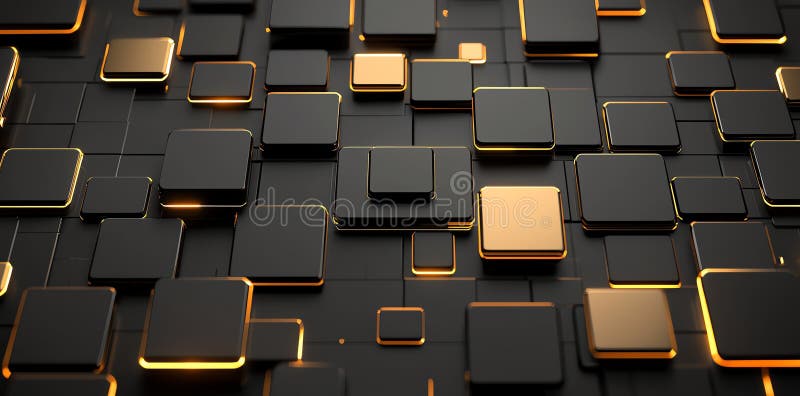 A Visually Striking Abstract Background Featuring Black and Gold Square ...