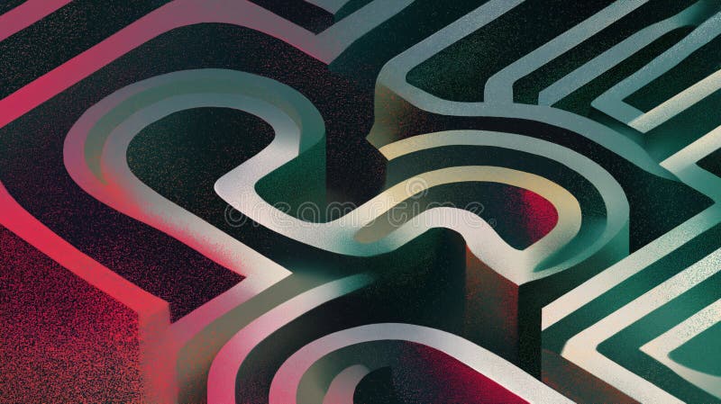 Abstract 3D Maze Design Futuristic Geometric Artwork with Gradient ...