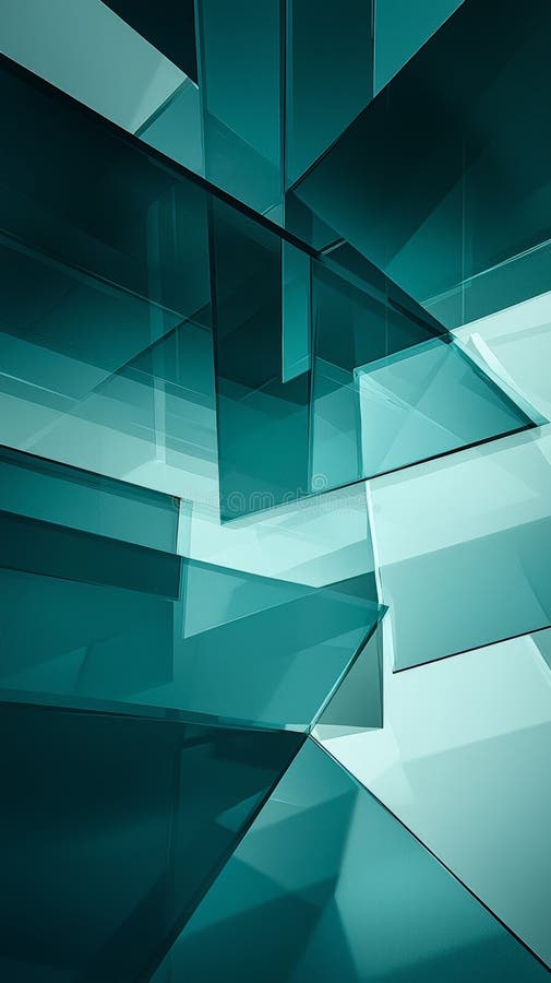 Abstract Teal Glass Panels Overlapping in Futuristic Design Stock ...
