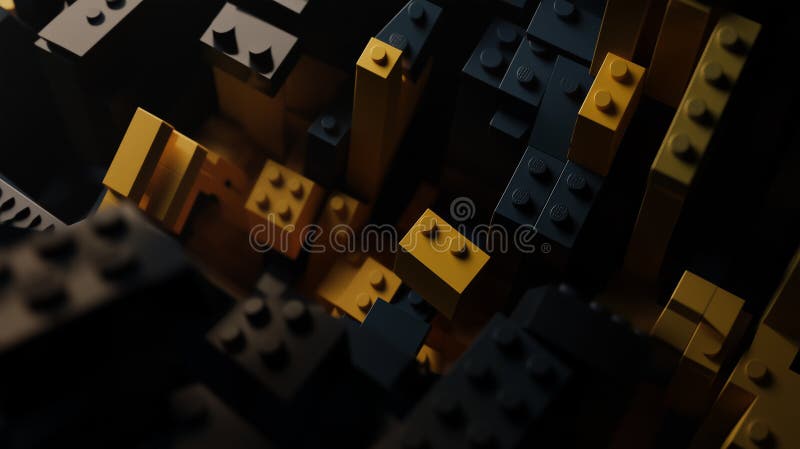 Abstract Black and Gold Lego-Inspired Blocks Stock Illustration ...