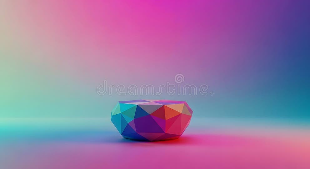 Striking Low-Poly Geometric Abstract Object with Vibrant Facets on a ...