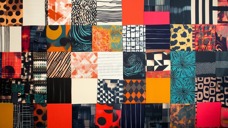 Colorful Abstract Patchwork of Geometric and Textural Patterns Stock ...