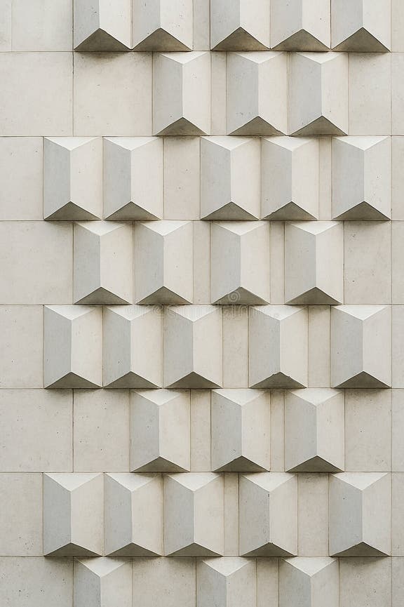 Geometric Wall with 3D Trapezoidal Block Pattern and Light Shadows ...