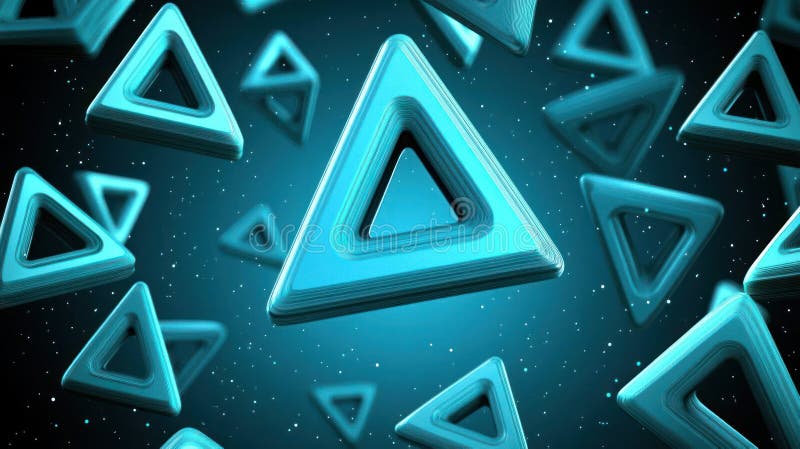 A Visually Striking Arrangement of Glowing Blue Triangles in a Dark ...