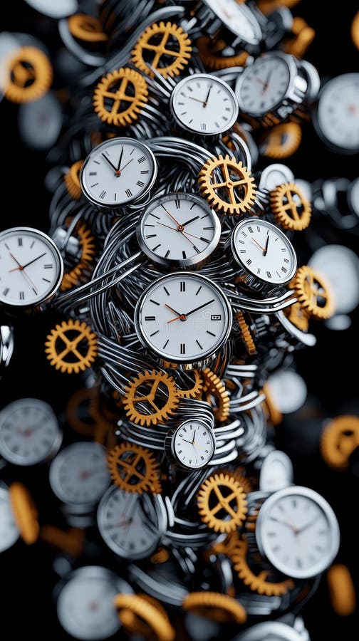 A Visually Striking Arrangement of Various Clocks and Gears Intertwined ...