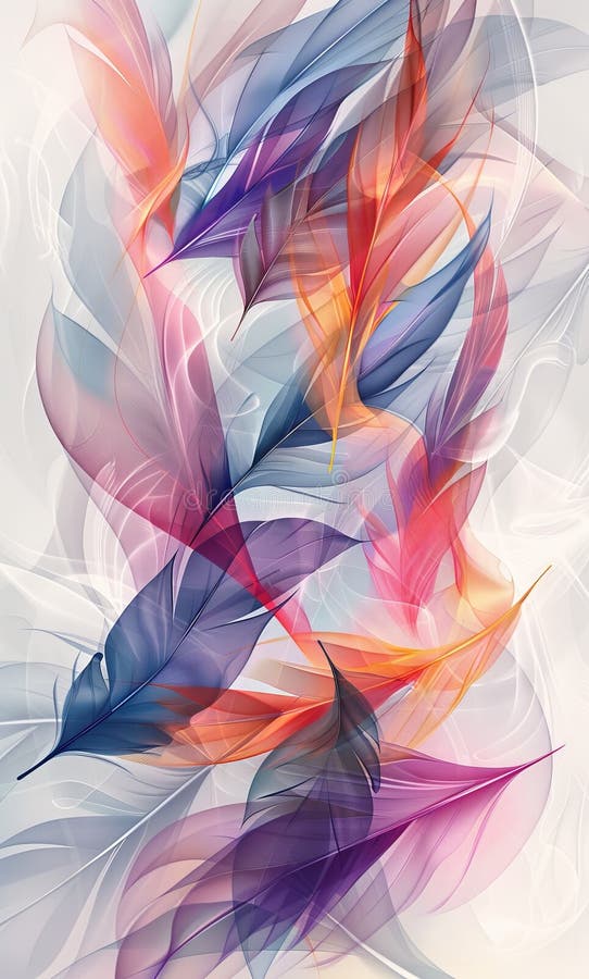 Vibrant Abstract Composition of Colorful Feathers and Flowing Lines in ...
