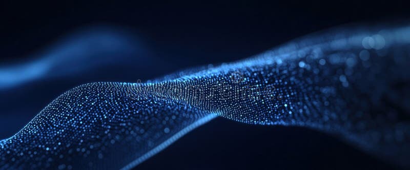 A Visually Striking Blue Wave of Particles Set Against a Dark Blue ...