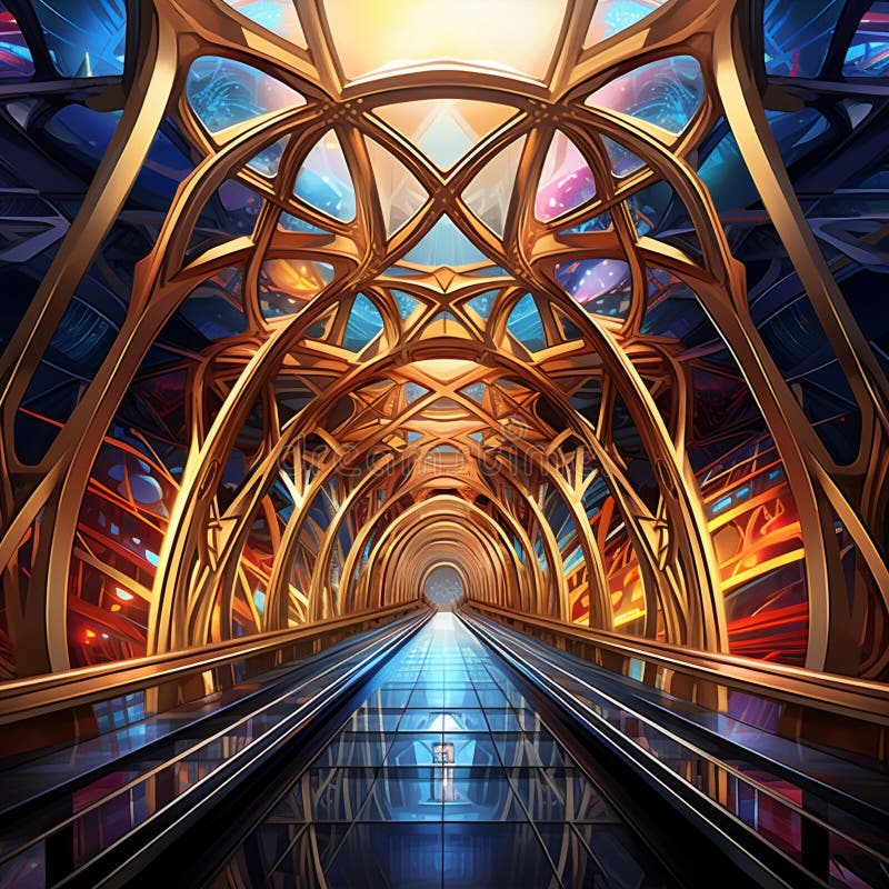 Visually Striking Bridge or Tunnel with Intricate Patterns and ...