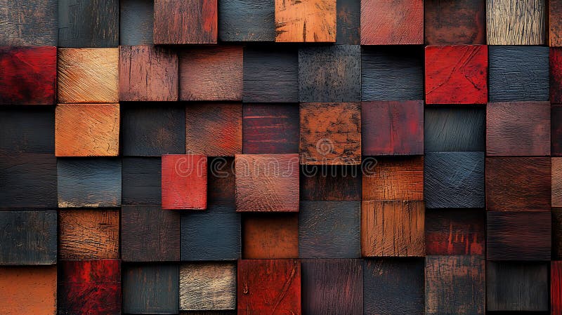 Distressed Wooden Block Wall Art Background Displaying Earth Tone ...