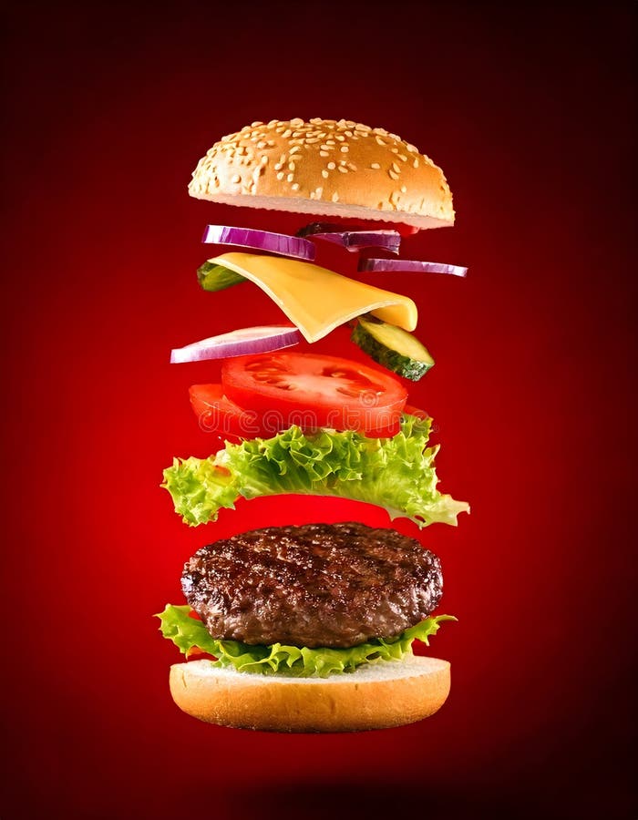 Deconstructed Burger stock illustration. Illustration of background ...