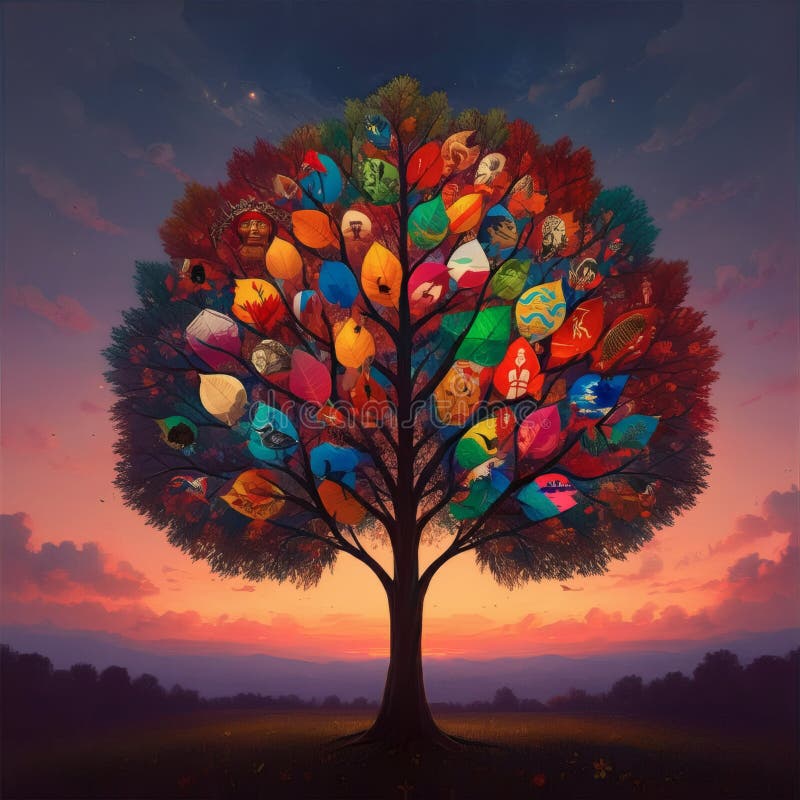 Vibrant Faces of Diverse Women Forming a Colorful Tree of Cultures ...