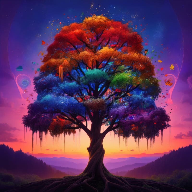 Vibrant Faces of Diverse Women Forming a Colorful Tree of Cultures ...