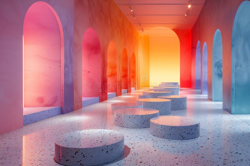 A Visually Striking Corridor with Arches, Showcasing a Gradient of ...