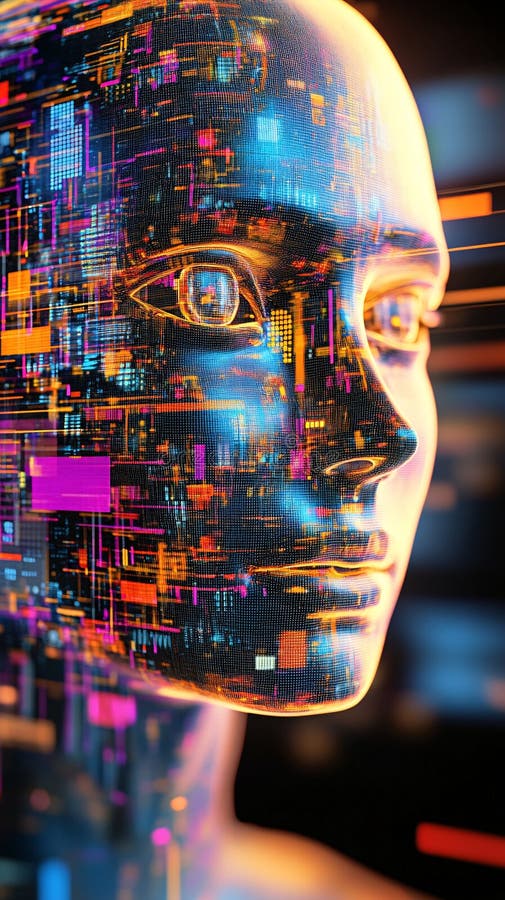 Stunning 3D Digital Representation of Futuristic Human Face with ...