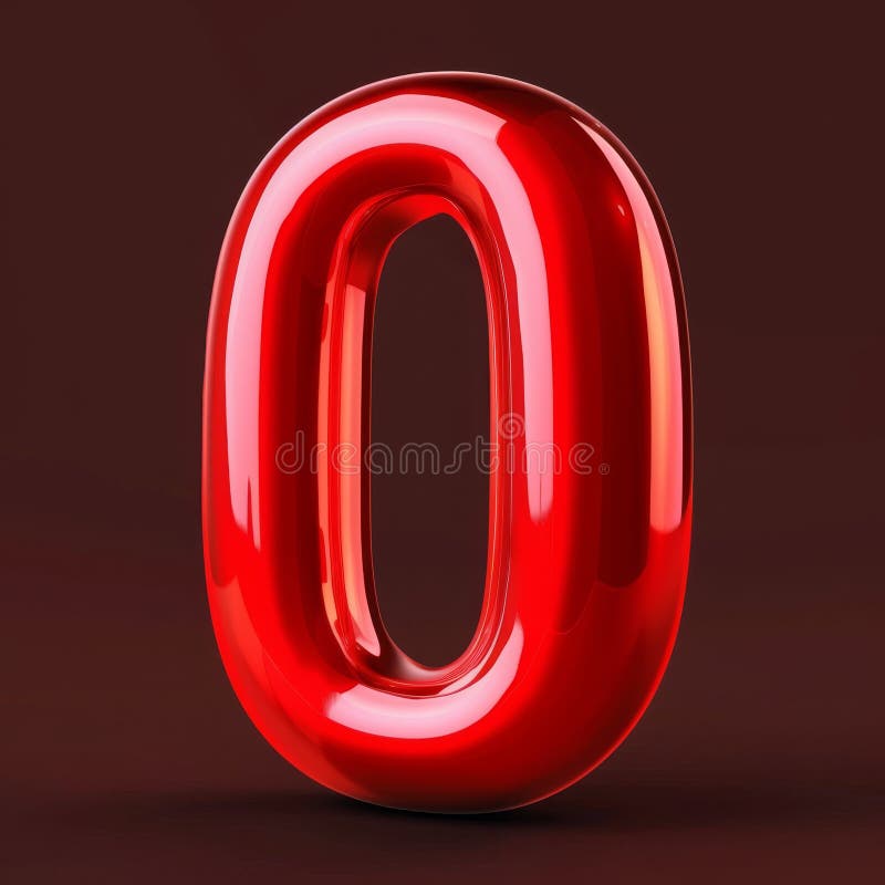 A Visually Striking 3D Glossy Red Number Zero that Features an ...