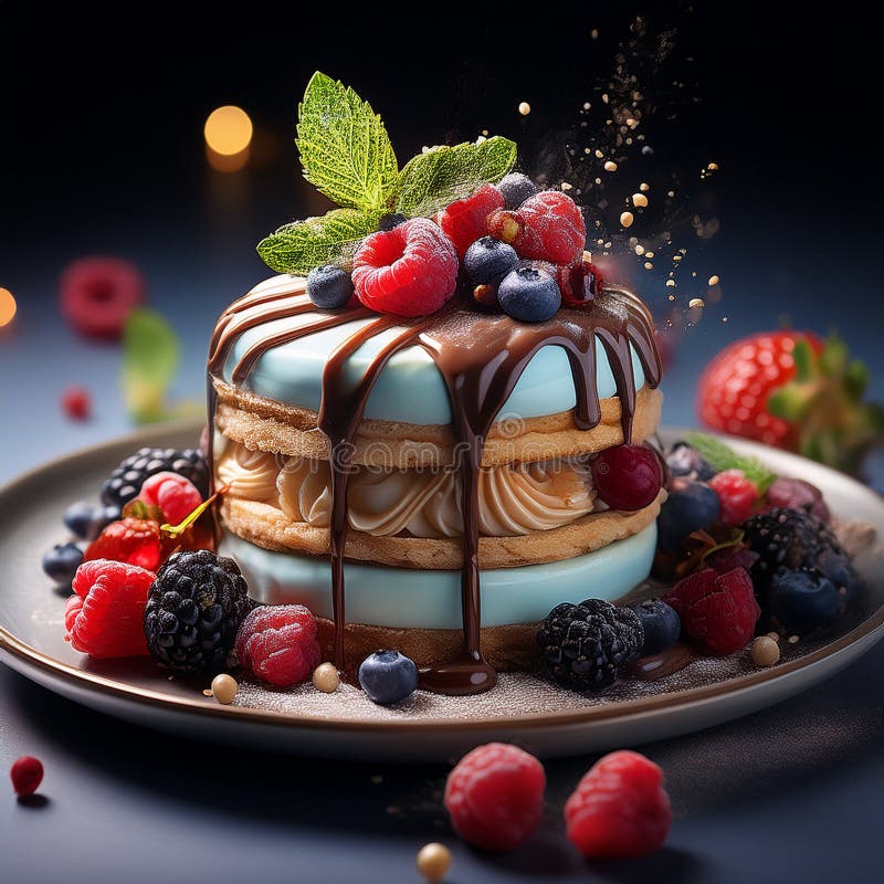 A Visually Striking Dessert Features a Stack of Layered Sponge Cakes ...