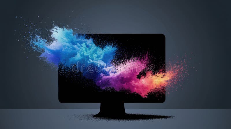A Visually Striking Digital Artwork of a Computer Monitor Bursting with ...
