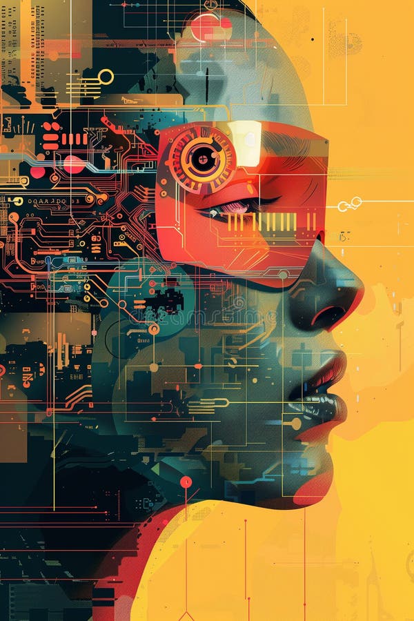 A Visually Striking Digital Artwork Depicting a Female Face Interlaced ...