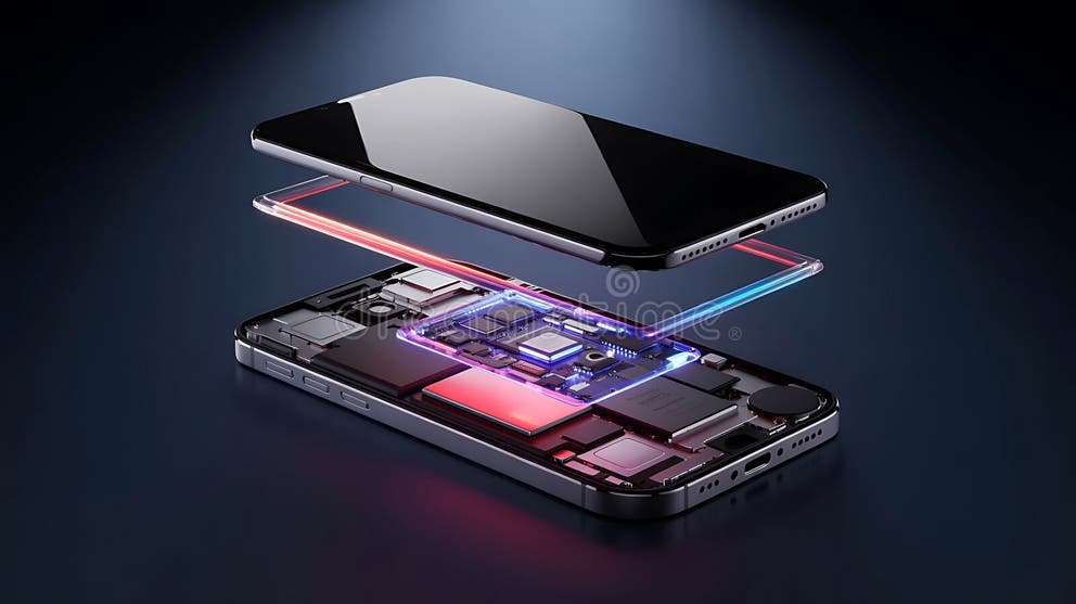 Smartphone Internal Components Detailed Exploded View Stock ...