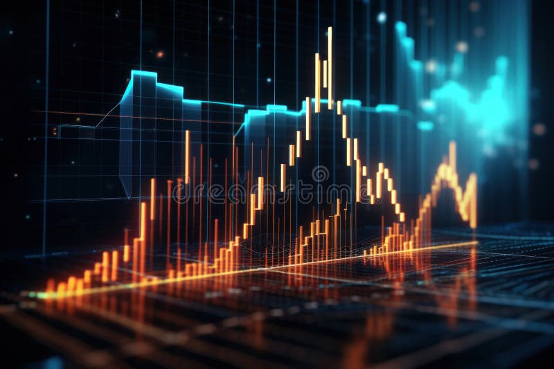 Dynamic Financial Graph with Glowing Lines Stock Photo - Image of ...