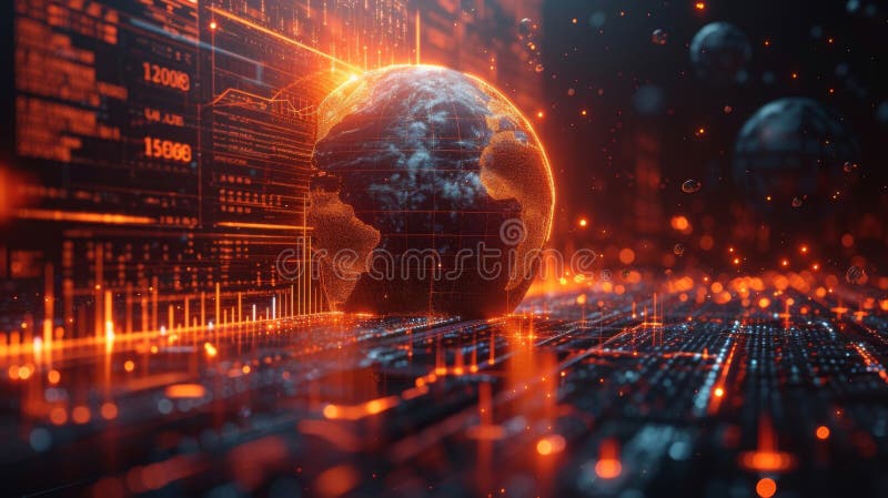 A Visually Striking Illustration of a Globe Chart Floating in a Digital ...