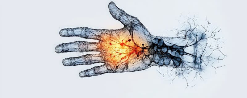 A Visually Striking Illustration of a Hand with Glowing Neural Pathways ...