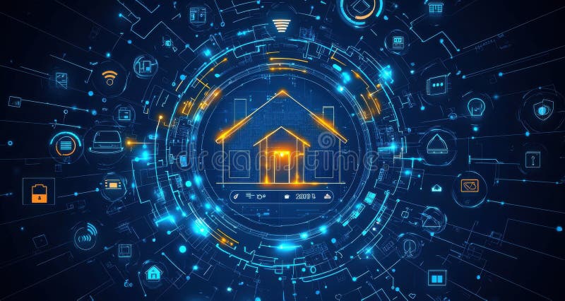 Circular Panel of Smart Home Technology and Digital Icons Stock Image ...