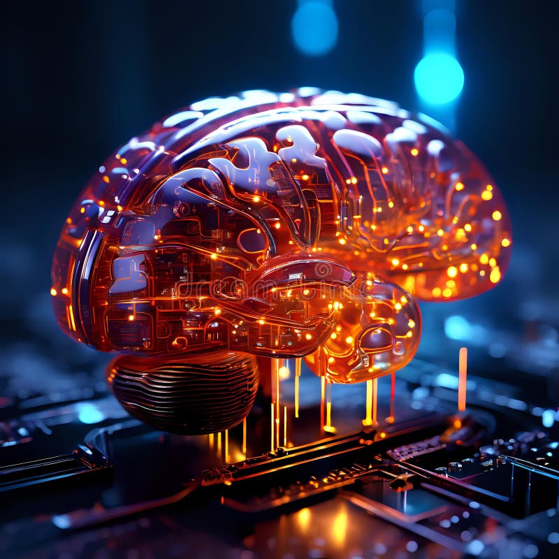 Electronic Brain stock illustration. Illustration of night - 331790225