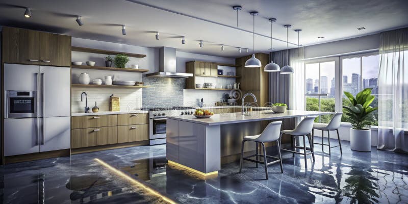 Modern Kitchen Flooded by Broken Pipe Urgent Insurance Claim Needed for ...