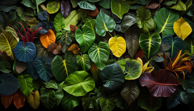 Vibrant Foliage Collage: a Kaleidoscope of Multicolored Leaves Adorning ...