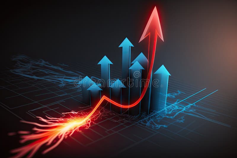 Arrow Graph with Cityscape in the Background Stock Illustration ...