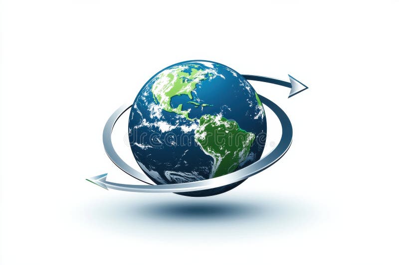 Creative Earth Globe with Dynamic Arrow Design Surrounding it Stock ...