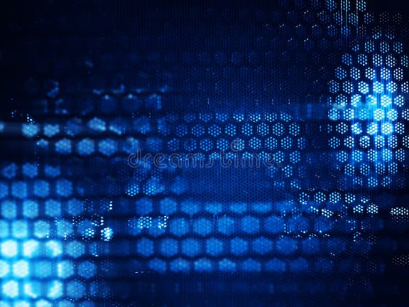 Abstract Blue LED Lights Behind Perforated Metal Stock Image - Image of ...