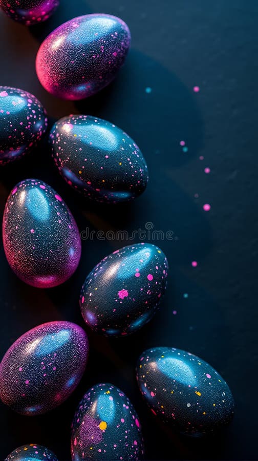 Speckled Galaxy: Abstract Easter Eggs on Dark Background (Generated ...