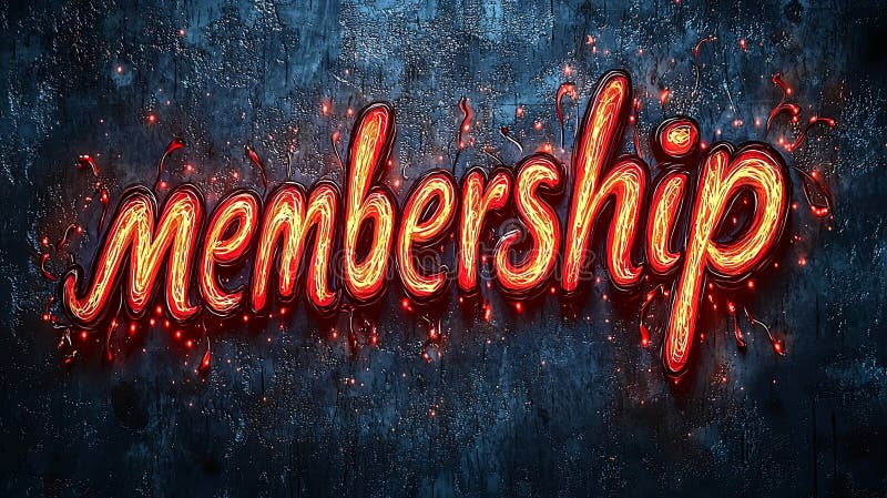 Glowing Membership Text with Vibrant Artistic Lettering Design Stock ...