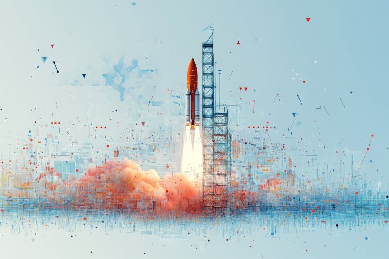Data-Driven Rocket Innovation Stock Illustration - Illustration of ...