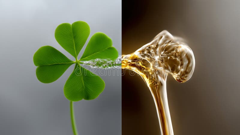 A Visually Striking Image Shows a Four-leaf Clover Juxtaposed with a ...