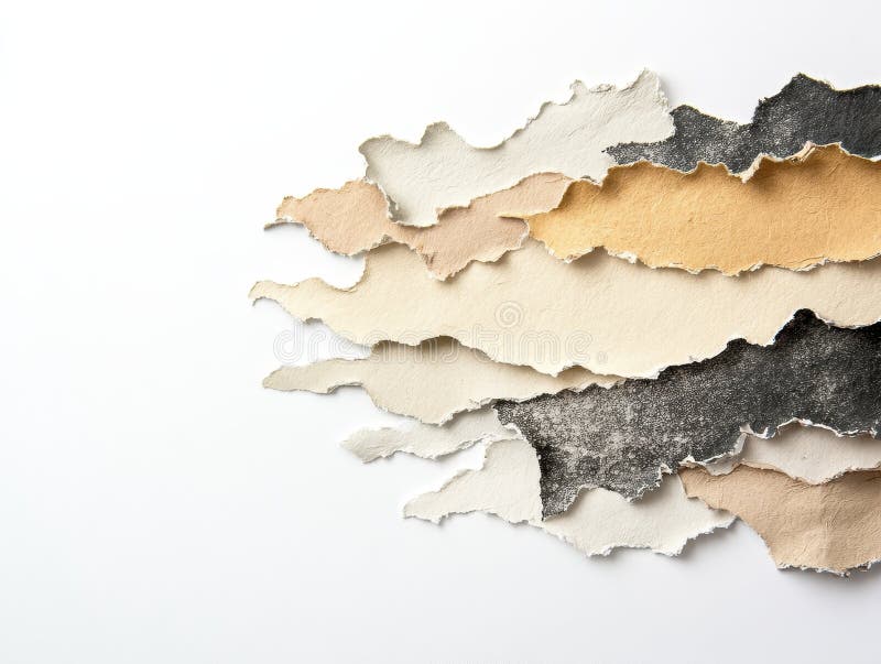 Layered Torn Paper in Various Neutral Tones with Rough Edges Stock ...