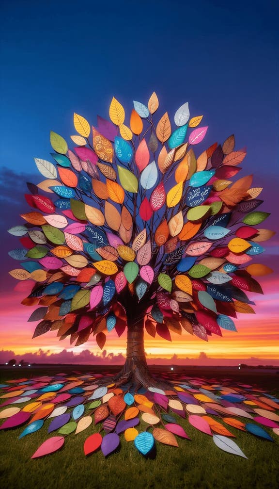 Gratitude Tree stock illustration. Illustration of gratitude - 338434782